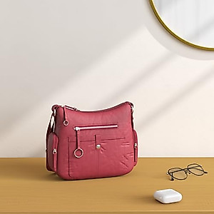 Bueno of California Smooth Faux Leather Shoulder, Spring Berry