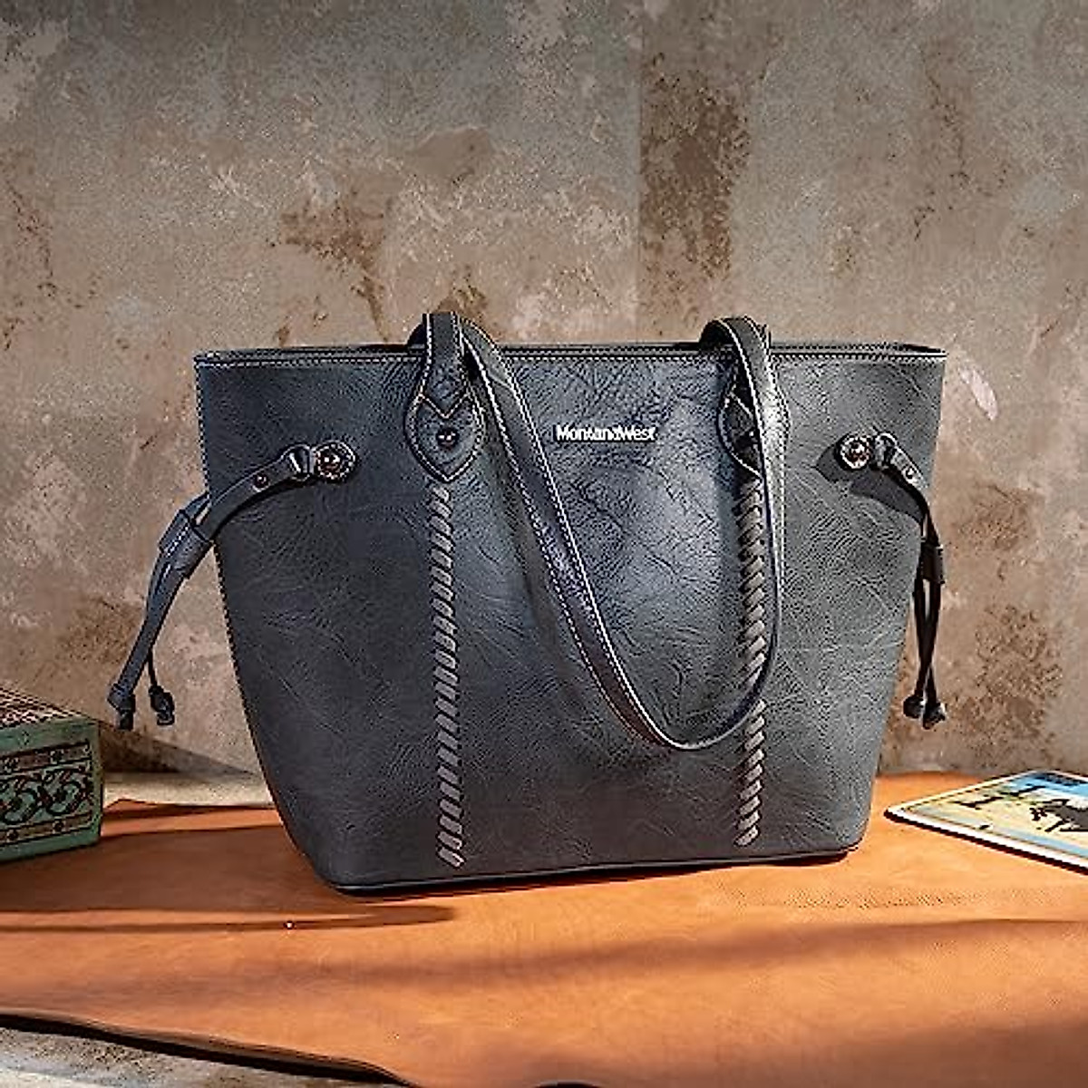 Montana West Tote Bags for Women Top Handle Gray Satchel Purses and Handbags Ladies Shoulder Bags Vegan Leather,MWC-G097-DGY