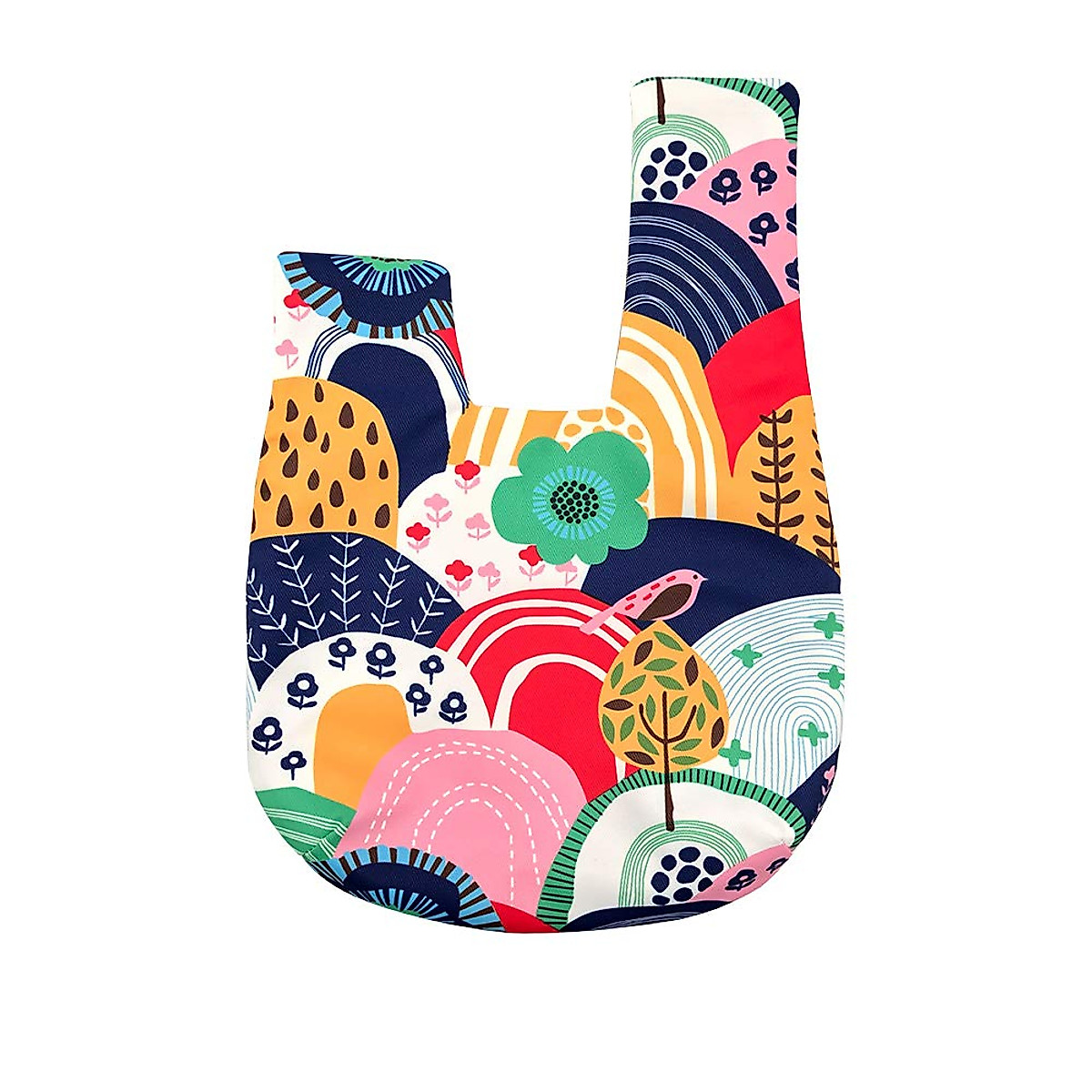 BAR Stylish Cotton Japanese Pattern Wrist Bag Sleeve Knot Pouch Portable Canvas Tote Purse for Female, Women (Graffiti)