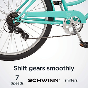 Schwinn Mikko Adult Beach Cruiser Bike, Featuring 17-Inch/Medium Steel Step-Over Frames, 7-Speed Drivetrains, Teal