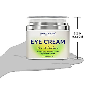 Majestic Pure Under Eye Cream with Hyaluronic Acid - Anti Aging & Firming - Reduces Appearance of Dark Circles, Puffiness, Eye Bags & Crow’s Feet - Youthful & Bright Appearance - Men and Women - 50ml