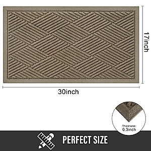 HIYARD Sturdy Front Door Mat, Absorbent Muddy Dirt Resist Welcome Door Mats Outdoor Indoor, Stain and Fade Resistant, Non-Slip Rubber Backing Low Profile Doormat for Entryway, 30×17, Beige