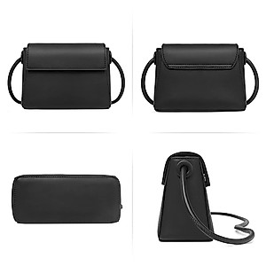 CLUCI Small Crossbody Bags for Women Vegan Leather Flap Shoulder Purse Lightweight Fashion Ladies Travel Bag with Adjustable Strap Black
