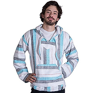 Orizaba Original Drug Rug - Turquoise Black White Red Zigzag - Loveland S