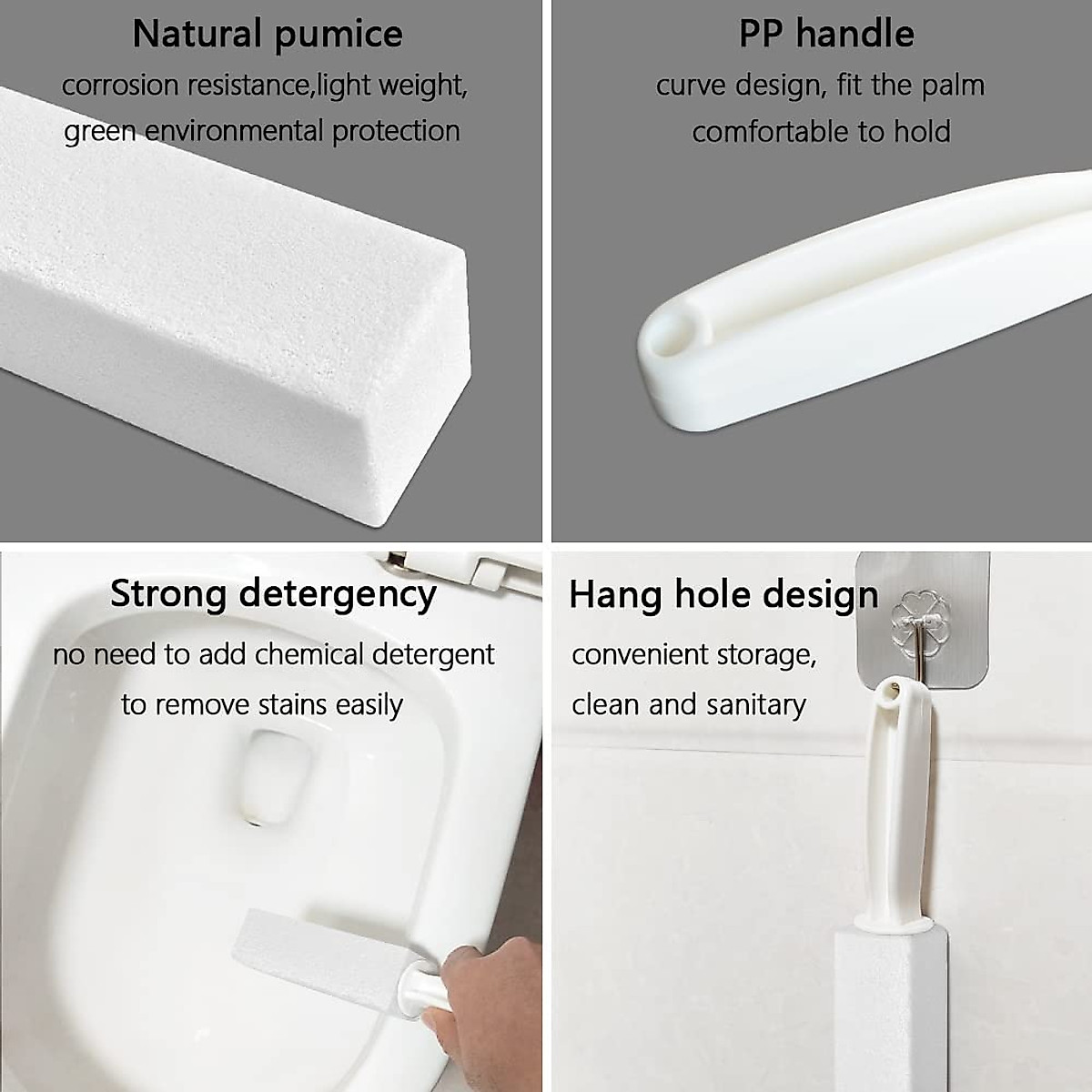 4TH Pumice Stone for Toilet Bowl Cleaning,Powerfully Remove Stubborn Stains： Limescale,Hard Water Ring,Calcium Buildup,Iron,Rust