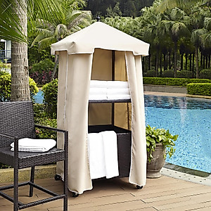 Maykoosh HonmeStock Nordic Haven Outdoor Wicker Towel Valet Sand/Brown, Floor Mountable, Wheeled, Portable - 31.5" D x 35.5" W x 79.75" H