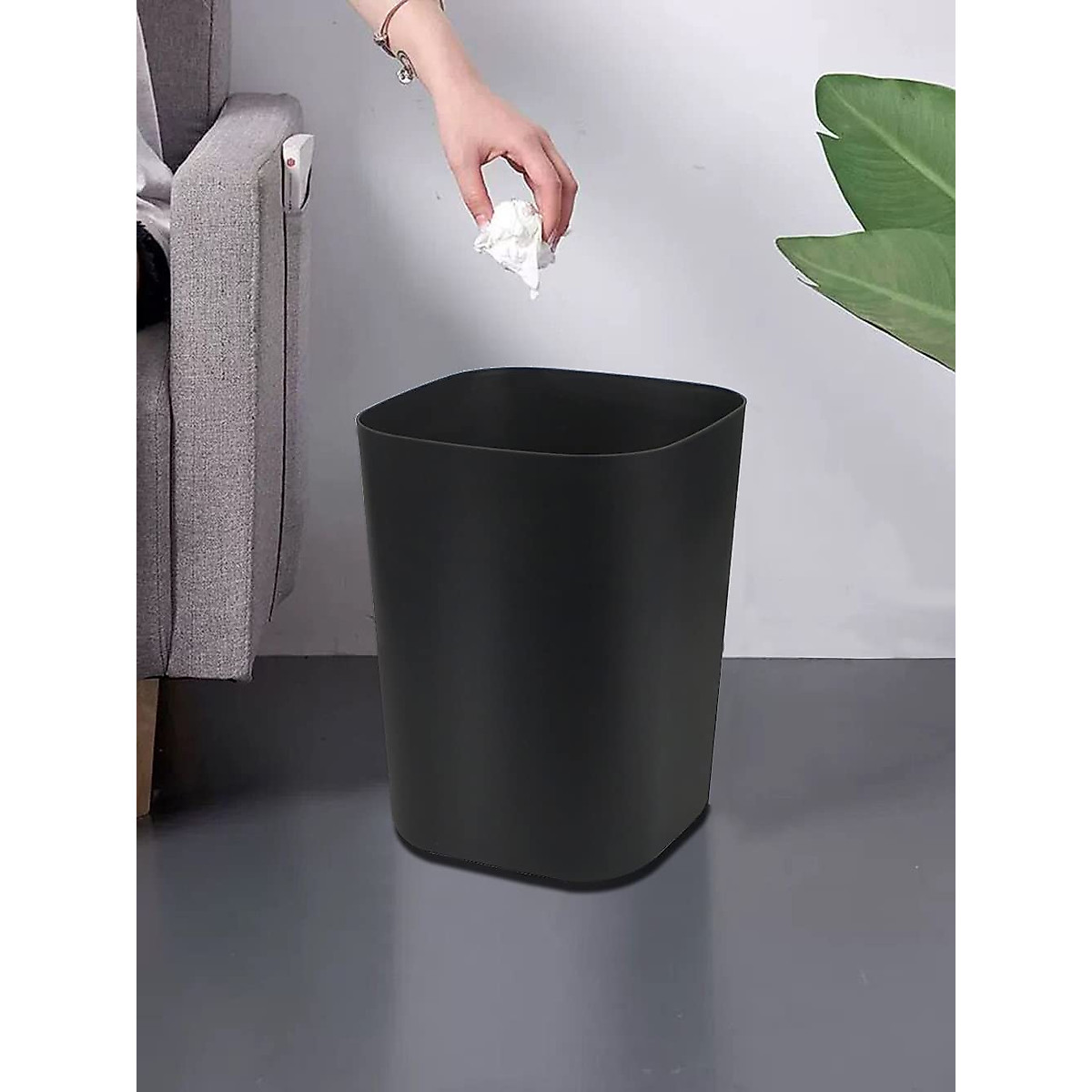 Besli 2 Gallon Small Trash Can Garbage Can Wastebasket for Bathroom Bedroom Kitchen Office (Black, 1 Pack)