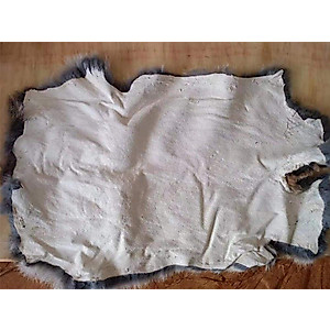 4pack Natural Tanned Rabbit Fur Pelt Real Rabbit Skin Hide Pelts (10" by 12" Rabbit Pelt with Sewing Quality Leather) (Natural Yellow Tanned)