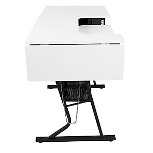 Sew Ready Eclipse Hobby Sewing Center Craft Table Sturdy Computer Desk with Drawers in Black/White, 13362