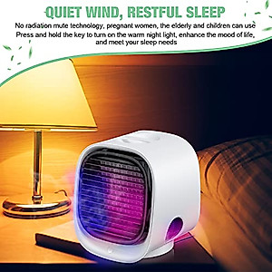 Treela 2 Pack Small Personal Evaporative Air Cooler Portable Air Conditioner Fan USB Mini Air Conditioner Desk Mini Air Conditioner Quiet Humidifier Cooling Fan for Office Bedroom Room Table, White