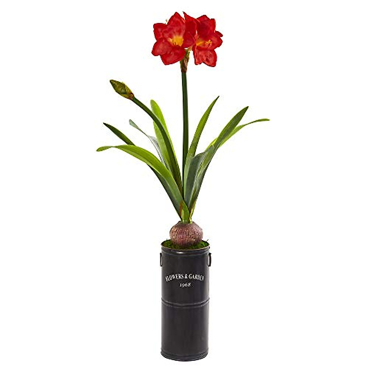Nearly Natural 40” Amaryllis Artificial Garden Planter Silk Plants Red