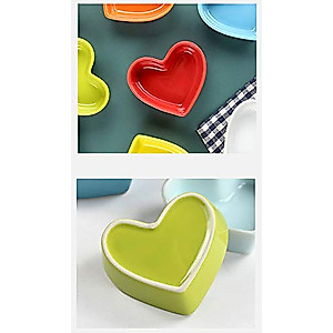 FUYU Colorful Heart Shaped Ceramic Ramekin Bowls Souffle Dishes Pudding Cups Snack Dishes Dipping Bowls
