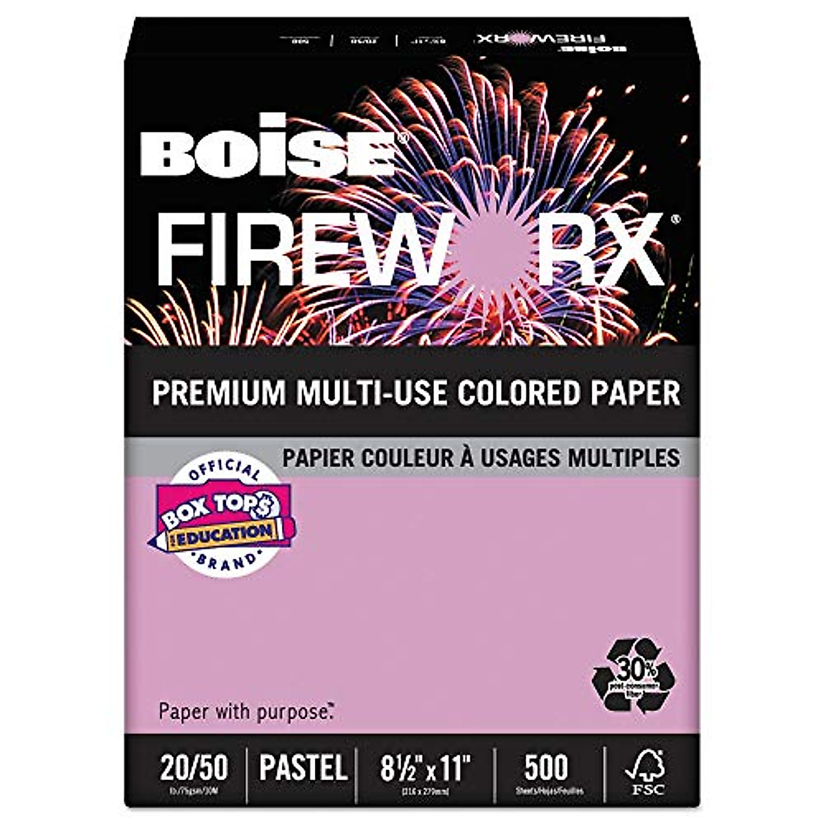 Boise MP2201OR FIREWORX Colored Paper, 20lb, 8-1/2 x 11, Echo Orchid, 500 Sheets/Ream