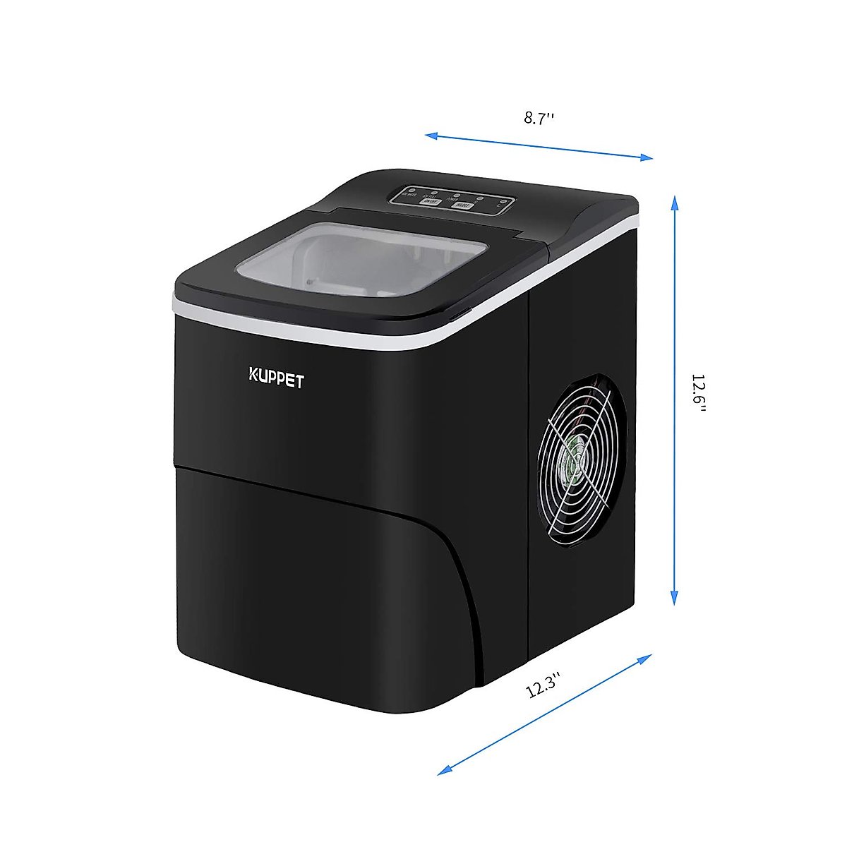 KUPPET Ice Maker Machine for Countertop, Portable Ice Cube Makers, Make 26 lbs ice in 24 hrs,Ice Cube Rready in 6-8 Mins with Ice Scoop and Basket for Home/Office/Bar (Black)