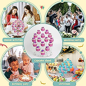 CILLNKKS Acrylic cupcake stands for 16 Cupcakes - Display Stand, Cupcake Holder Dessert Stand Pastry Serving Platter Display for Party Wedding Birthday Holidays christmas