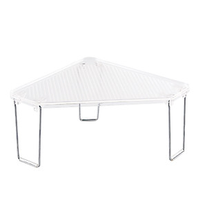 mDesign Plastic/Steel Freestanding Foldable Corner Stackable Organizer Shelf for Kitchen, Counter, Pantry, Cabinet Storage, Holds Plates, Dishes, Ligne Collection, 2 Pack - Clear