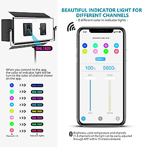 Neewer Professional 1904 LED Video Light with APP Intelligent Control System, Dimmable Bi-Color 3200K-5600K Photography Lighting Kit for YouTube Studio Video Lighting with LCD Screen, Metal Shell