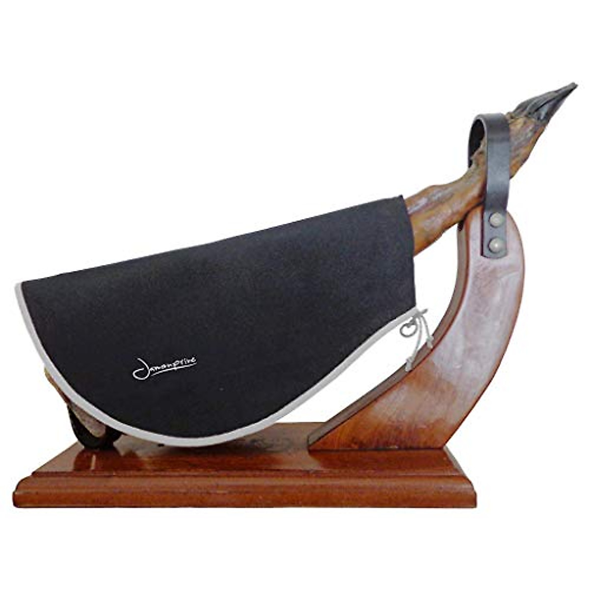 Ham Serrano Kit: Ham Stand Jamonprive with Non-slip Pads + Ham Carving Knife + Ham Cover Black + Ham Tongs