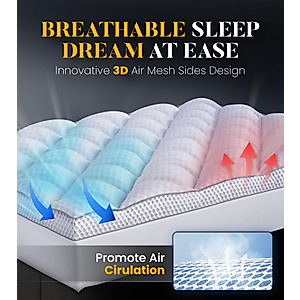 3 Inch Ultra-Fluffy Memory Foam Mattress Topper Queen for Back Pain, Extra Soft Pillow Top Queen Mattress Topper with 4X Support, Mattress Pad with Breathable Air Mesh Sides, 6-21'' Deep Pocket