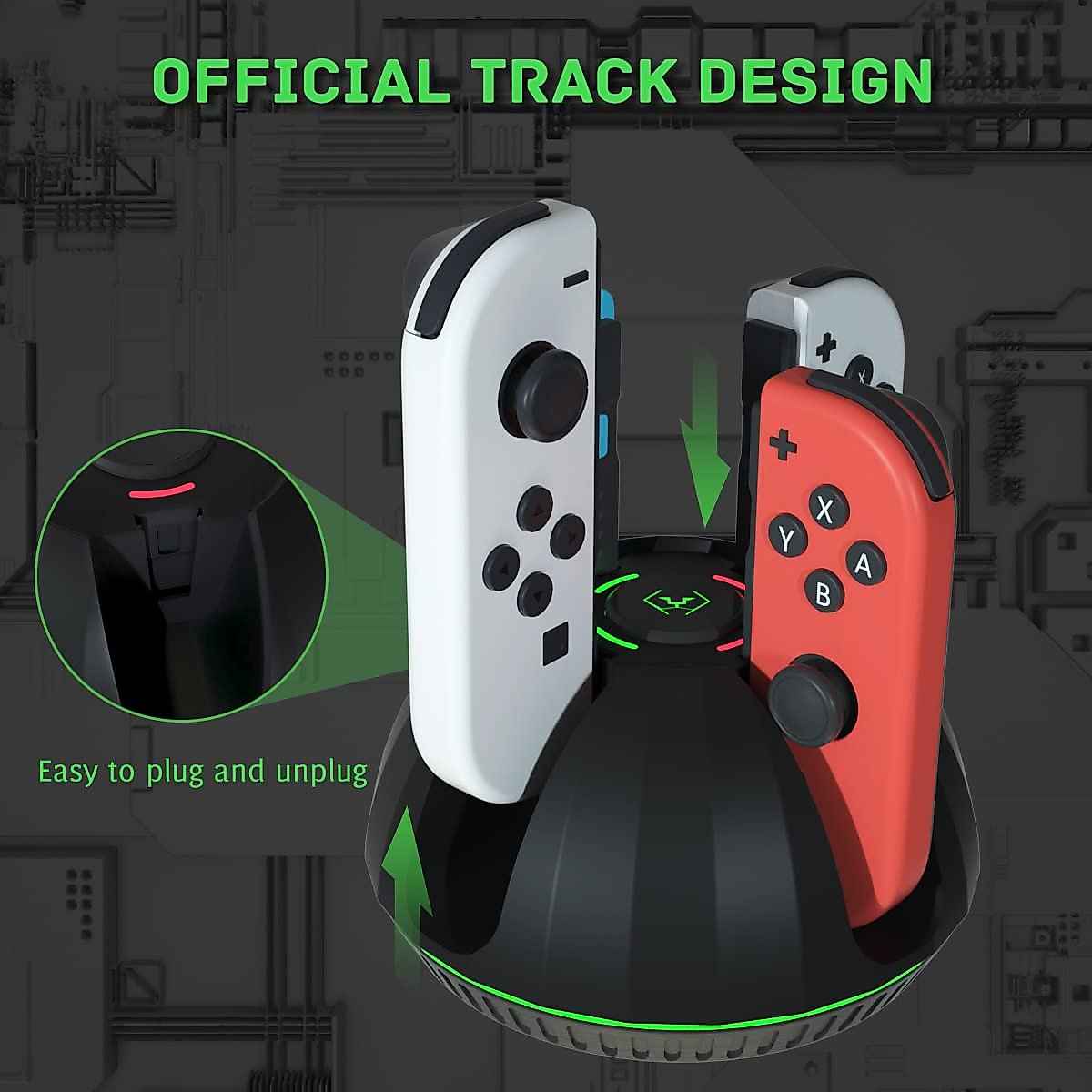 Switch Controller Charging Dock for Nintendo Switch Joycon,Switch Joycon Charger Compatible with Switch OLED Joy Con,4 in 1 Joycon Charging Dock with LED Indication and Charger Cable