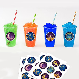 Blue Purple Ramadan Stickers 180 Pcs Ramadan Blue Purple Round Sticker Kit Blue Purple Ramadan Decoration Ramadan Party Supplies Favors