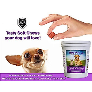#1 Premium Antarctic Krill Oil Soft Chews for Dogs | Rich in Omega 3 | Astaxanthin | Vitamin E | For Skin and Coat | Low Allergen | Low Calorie | cGMP Certified | Made in USA | 60 Savory Soft Chews