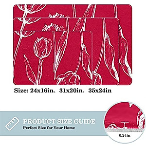Tulips Red, Indoor Door Mat Durable Front Door Mats Entryway Rug Non-Slip Absorbent Area Rugs Resist Dirt Rugs for Room Decor, 24"x16"