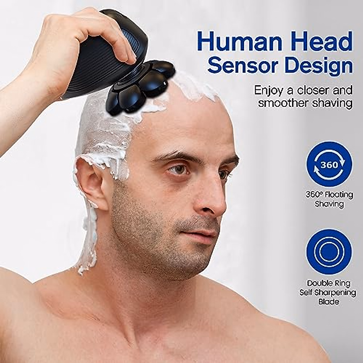Mr.wintek Head Shavers for Bald Men, Upgraded 8 Floating Heads, 5-in-1 Head Electric Razor with Nose Hair Sideburns Trimmer, IPX5 Waterproof Wet/Dry Mens Grooming Kit, USB Rechargeable