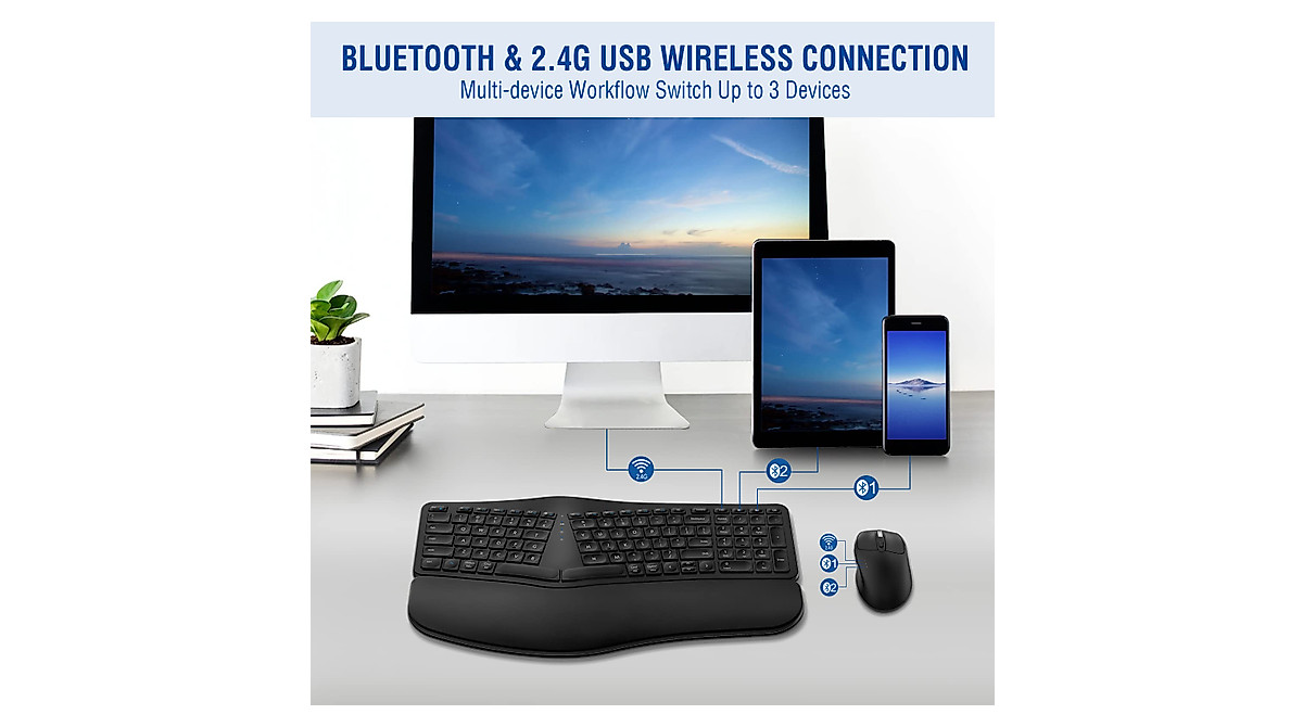 Mk960 Ergonomic Wireless Keyboard And Mouse Combo