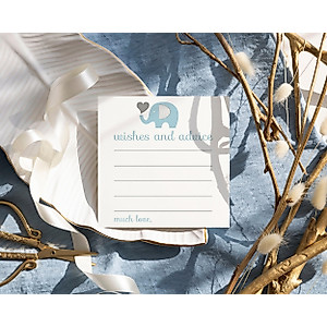 Blue Elephant Advice Cards, 25 Pack - Fun Baby Shower Game, Best Wishes Graduation Congratulations New Parents Advice Guest Book Alternative Birthday Time Capsule Cute Party Ideas