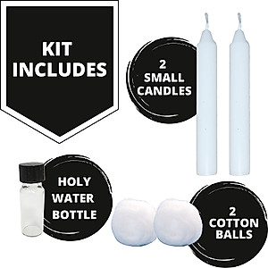 Needzo Anointing The Sick Call Kit for Pastors and Priests, Includes Two Small Candles, Two Cotton Balls, and One Holy Water Bottle, One Use Disposable Set