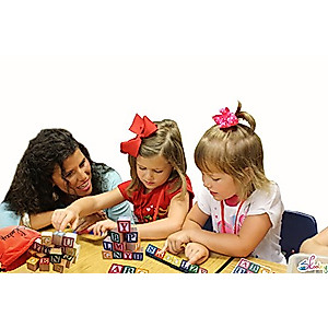 Skoolzy ABC Wooden Blocks for Toddlers 30 Wood Alphabet Blocks Montessori Stacking Letter Preschool Learning Toys Develop Language Skills Boys and Girls Ages 2+ Includes eBook & Storage Bag