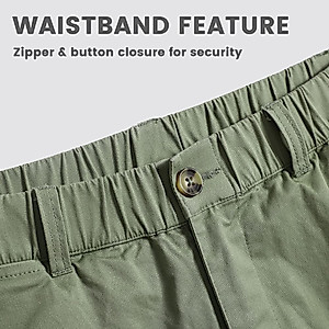 maamgic Men's Classic-fit 7" Cotton Casual Shorts Elastic Waistband with Multi-Pocket Daily Wear Walking Summer Outfit