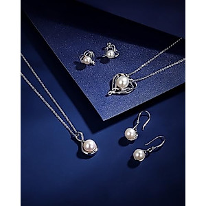 FANCIME June Birthstone Pearl Necklace 925 Sterling Silver Infinity Pearl Necklace with Genuine Quality 9-10mm Freshwater Cultured Pearls Fine Jewelry for Women