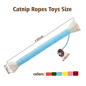 CATSFALO Catnip Toys, 7.78inch Catnip Toys Chew Rope, Sisal Rope Cat Toys for Teeth Cleaning, Indoor Interactive Cat Teasing Toy, Soothing Rope Cat Toys for Kitten, 4 Packs