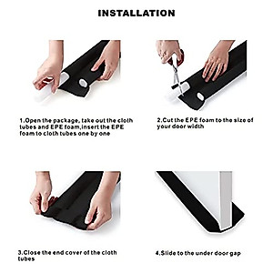 Door Draft Stopper, Pure Cotton 21-42 inch Adjustable Under Door Draft Stoppers, Soundproof Door Sweep for Interior and Window, Twin Door Sweep Weather Stripping Blocker Guard, Machine-Washable