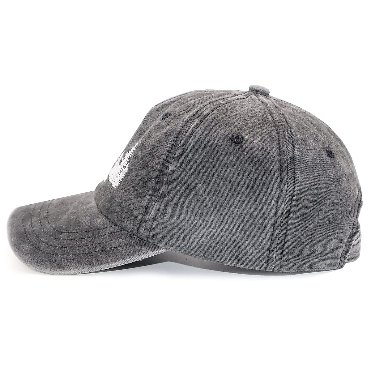 Unisex UFO Bigfoot Denim Hat Adjustable Washed Dyed Cotton Dad Baseball Caps (One Size, Embroidered Black)