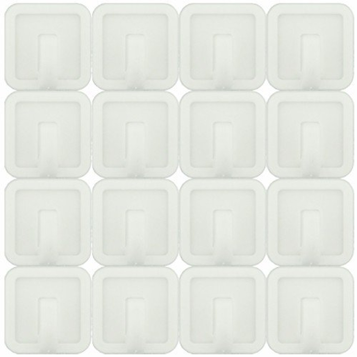 Wideskall® 16 Pcs White Self Adhesive Plastic Square Hook Small Wall Mount Hanger for Bathroom Towel and Robe