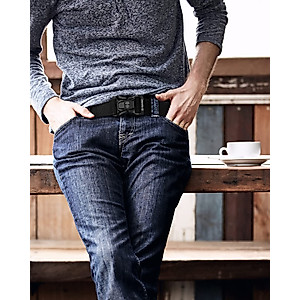 FAIRWIN Men Belt,Tactical Belt,1.5 inch Stretch Nylon Web Belt for Men (Back,M)