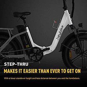 Heybike Ranger Electric Bike for Adults Foldable 20" x 4.0 Fat Tire Step-Thru Electric Bicycle with 500W Motor, 48V 15AH Removable Battery and Dual Shock Absorber