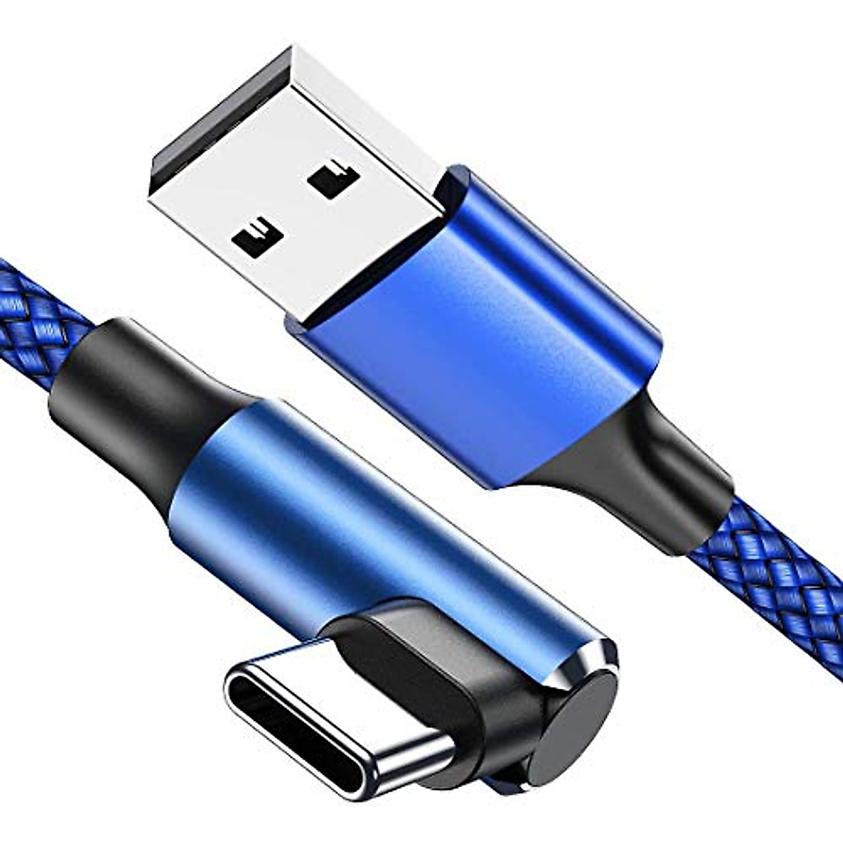 USB C Cable 90 Degree Right Angle[2Pack 10FT], USB A to Type C Nylon Braided Fast Charging Cable for Samsung Galaxy S22 Ultra/S22+/S22/S21, Note 20+/20, PS5, Google Pixel, iPad Pro(Not for 2021)