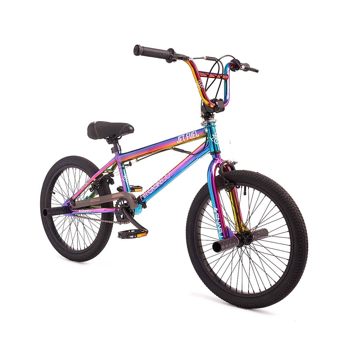 Hyper BMX Bike 20 Inch, Single Speed, Front and Rear Sprockets, Steel BMX Frame. 360 Handlebar Rotation. Park Ready Bicycle for Kids. Jet Fuel Finish