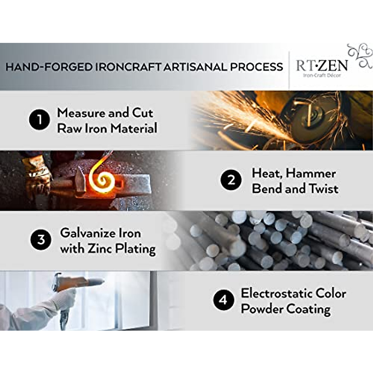 RTZEN Small Elegant Bathroom Hand Towel Holder - Fancy Wrought Iron Kitchen Towel Bar Wall Mount Rod - Matte Black Towel Hanger for Home Kitchen or Office - 13" Rack Fits 10" Hand Towels