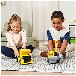 Paw Patrol, Rubble 2 in 1 Transforming X-Treme Truck with Excavator Toy, Crane Toy, Lights and Sounds, Action Figures, Kids Toys for Ages 3 and up