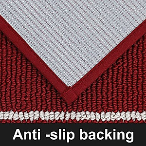 COSY HOMEER Thick 48x20 Inch/30X20 Inch Kitchen Rug Mats Made of 100% Polypropylene 2 Pieces Soft Kitchen Mat Specialized in Anti Slippery and Machine Washable (Red)