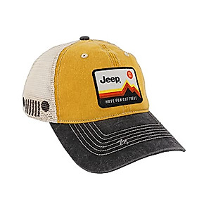 Jeep Have Fun Out There Patch Garment Washed Trucker Hat Unstructured Yellow