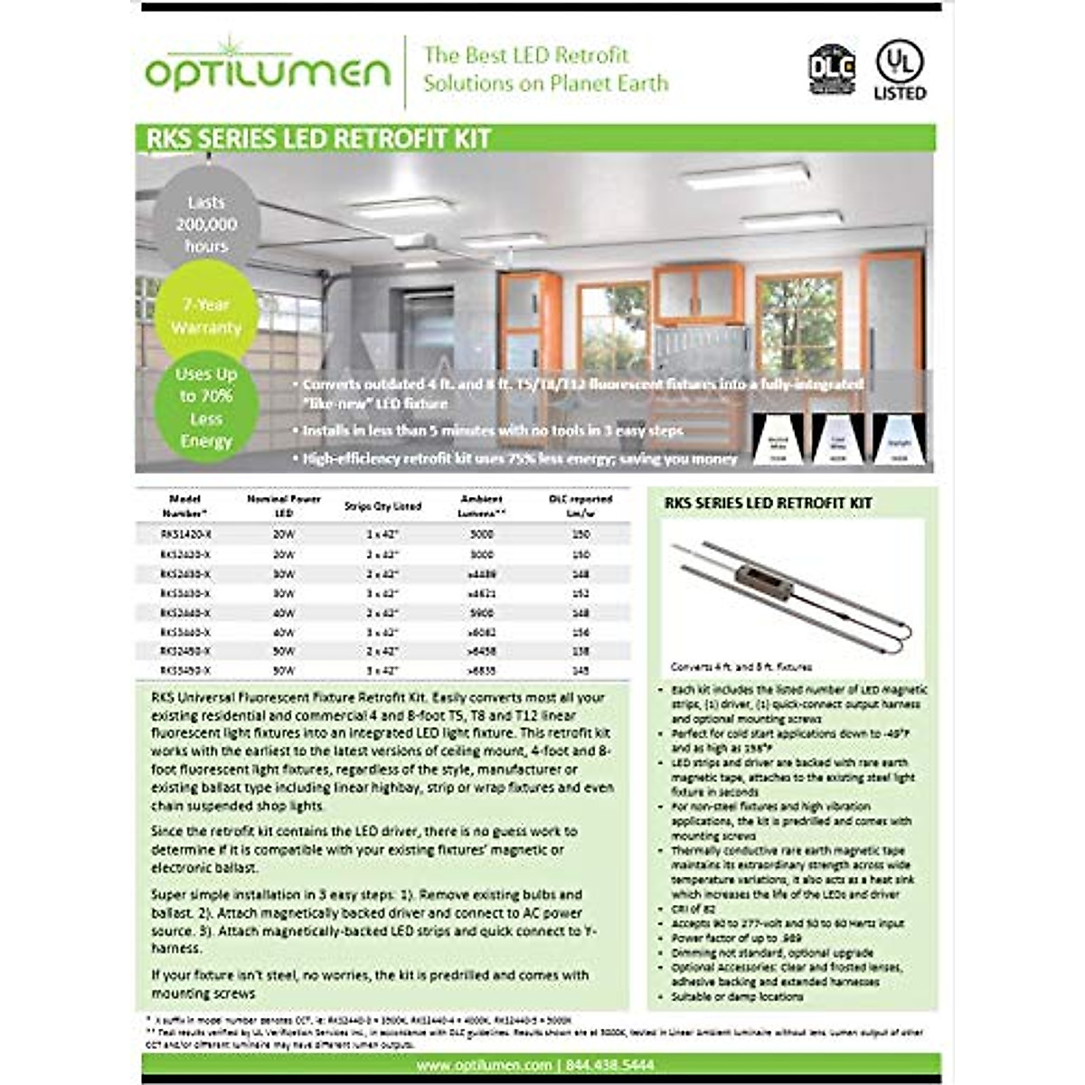 Optilumen RKS 4 ft. 40-Watt (118-Watt Equivalent) LED Magnetic Strip Conversion Retrofit Kit 4000K (1-Pack)