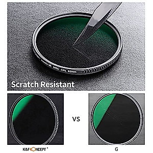 58mm Circular Polarizers Filter, K&F Concept 58MM Circular Polarizer Filter HD 28 Layer Super Slim Multi-Coated CPL Lens Filter (Nano-X Series)