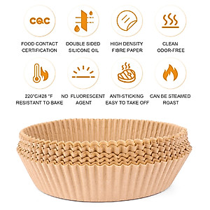 120 Pcs Healthy and Safe Air Fryer Disposalbe Paper Liner 6.3 Inch, High Heat Resistant Airfryer Parchment Liners, Air Fryer Paepr Liners Round That Doesn't Affect Food Taste