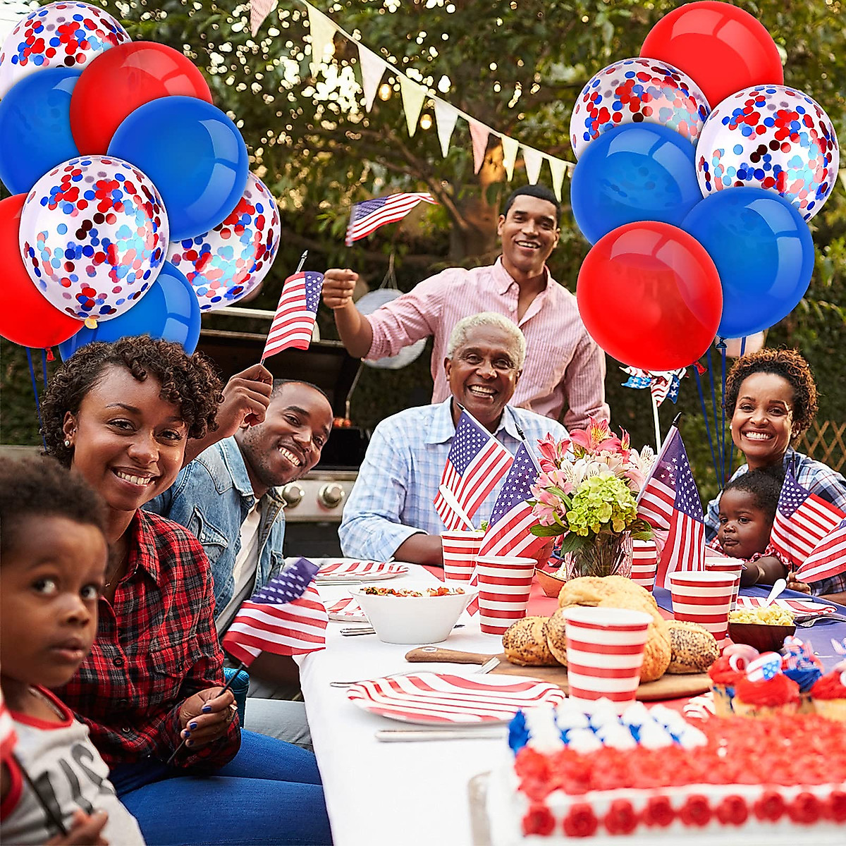 80 Piece 12 Inch Confetti Latex Balloons Event Party Supplies St Patrick's Day 4th July Labor Day Mardi Gras Wedding Birthday Baby Shower Balloons(Red, Blue)